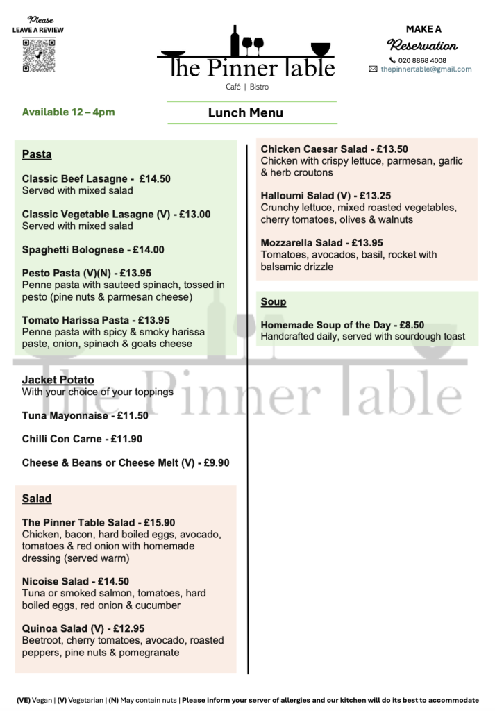 Lunch - The Pinner Table